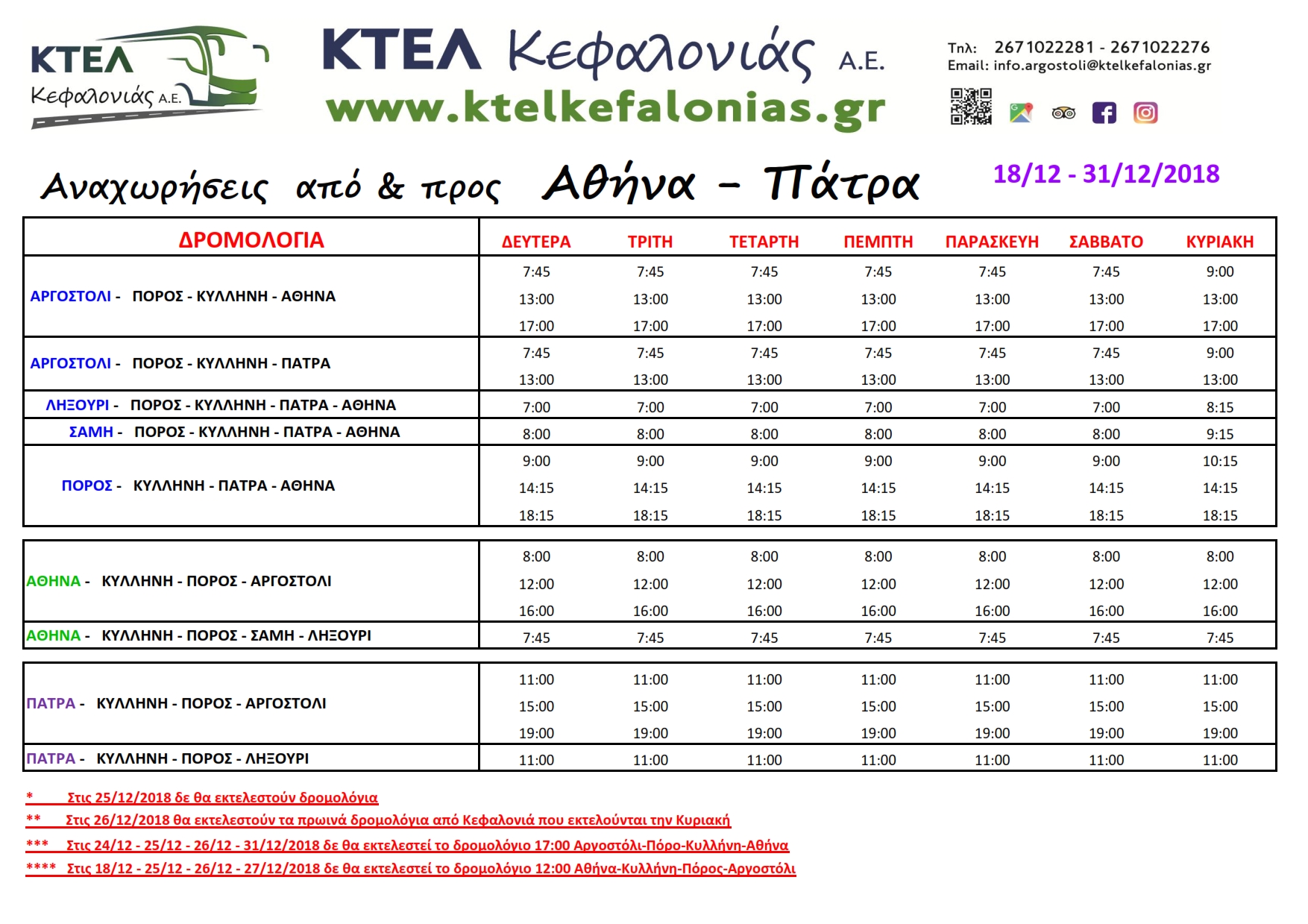 ΚΤΕΛ Κεφαλονιάς: Τα νέα δρομολόγια μέχρι 31/12 - InKefalonia